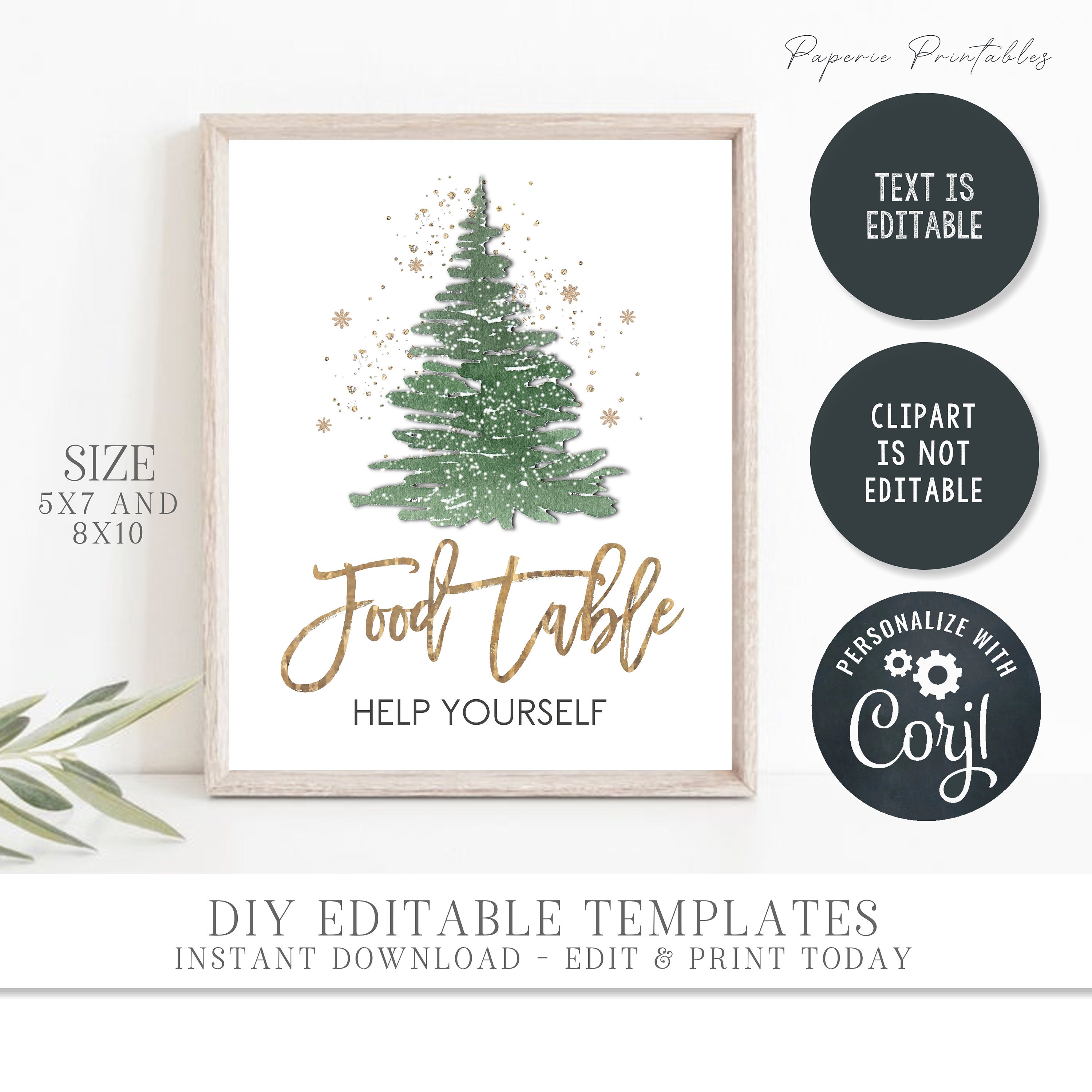 Editable Christmas Party Signs: Holiday Decor (DIY Corjl, 5x7 & 8x10 ...