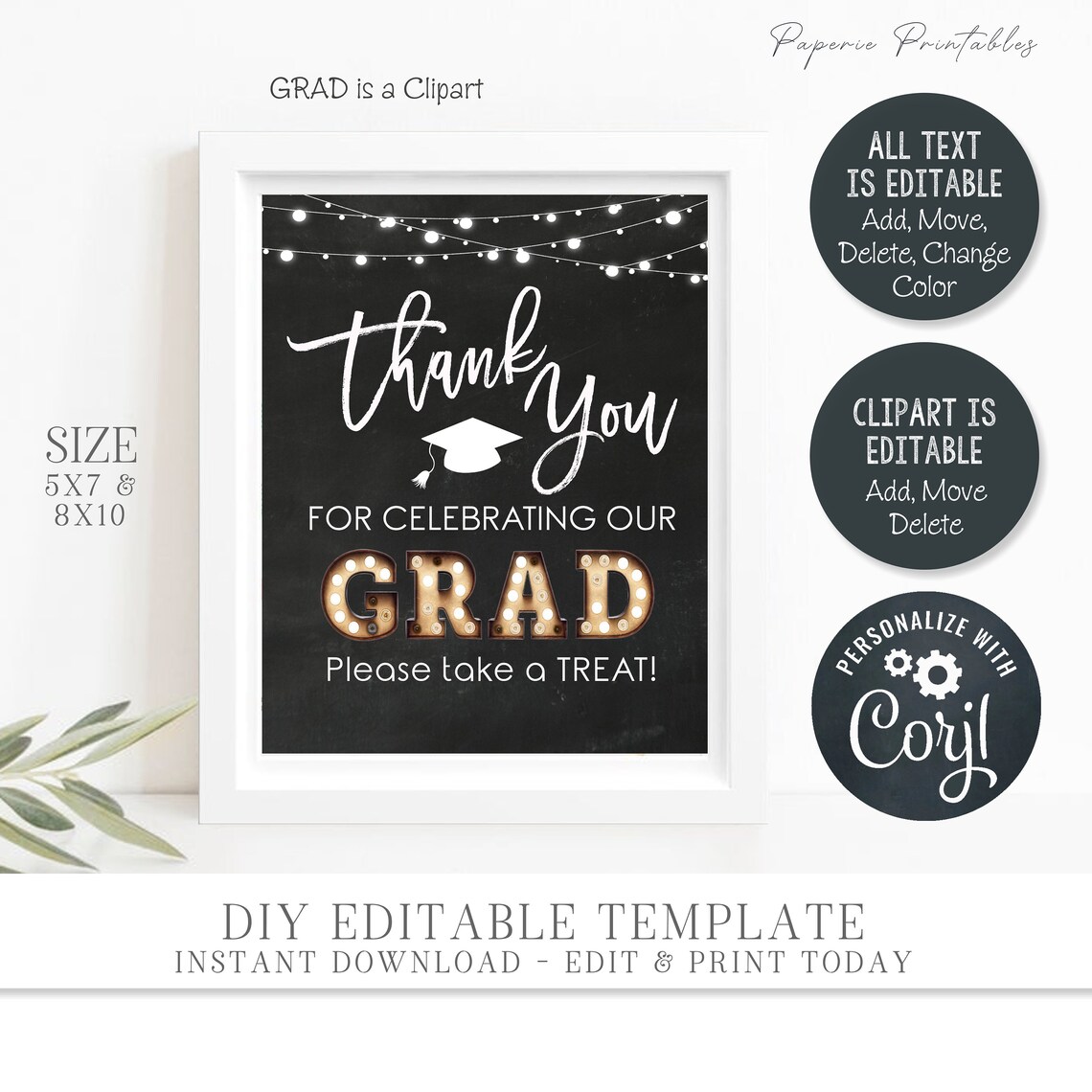 EDITABLE Graduation Party Signs Class of 2022 Graduation | Etsy