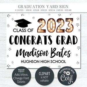 EDITABLE Graduation Yard Sign Class of 2023 Graduation Sign - Etsy