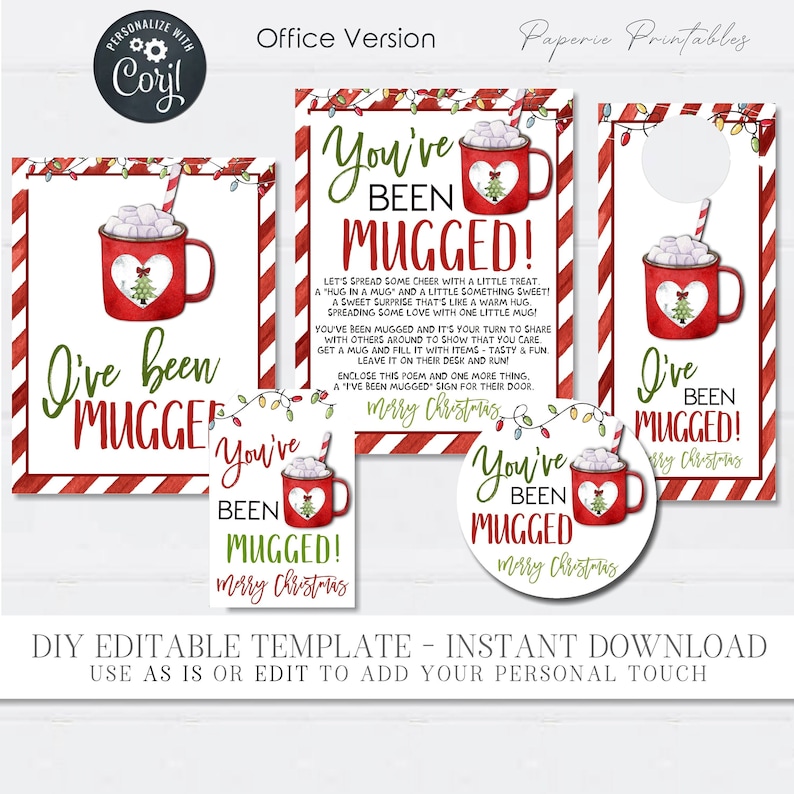 EDITABLE Office Christmas Game You've Been Mugged - Etsy