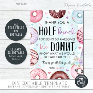 EDITABLE Donut Teacher Appreciation Sign, Teacher Appreciation ...