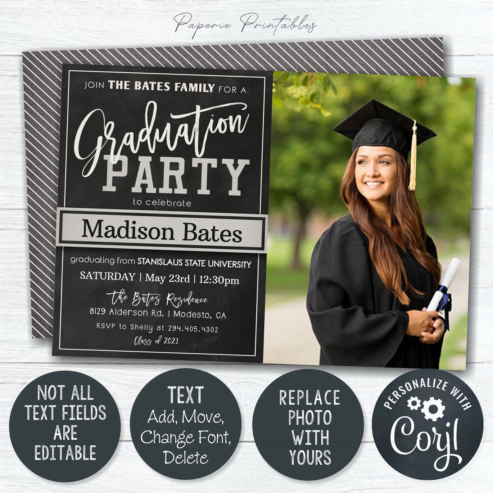 EDITABLE Graduation Party Invitation 2021 Graduation | Etsy