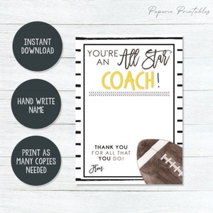 EDITABLE Football Coach Appreciation Gift Card Holder, Coach ...