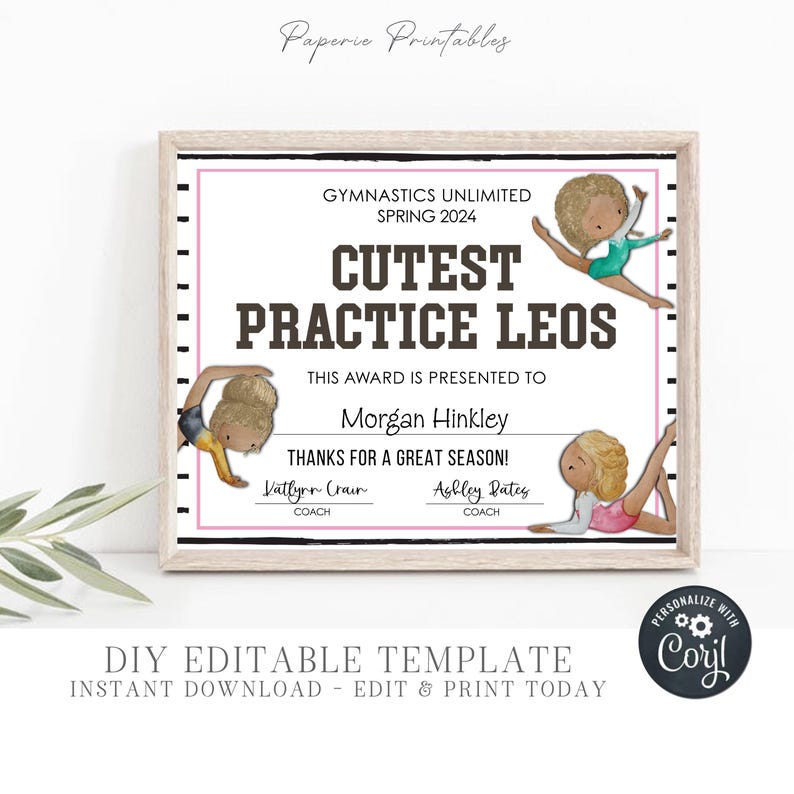 Editable Gymnastics Award Certificates: End of Season Awards (DIY W ...