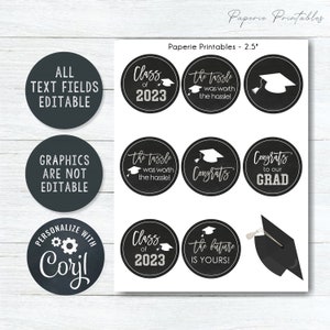 EDITABLE Graduation Decorations 2023, Class of 2023 Cupcake Topper ...