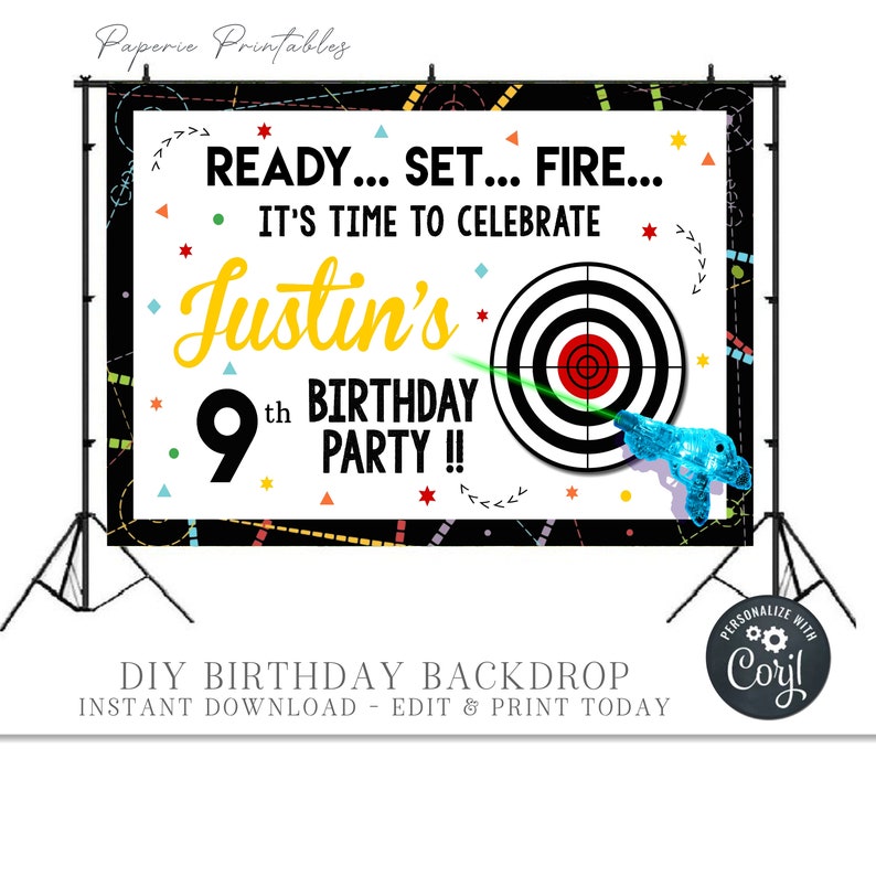 EDITABLE Laser Tag Birthday Backdrop Laser Tag Birthday - Etsy