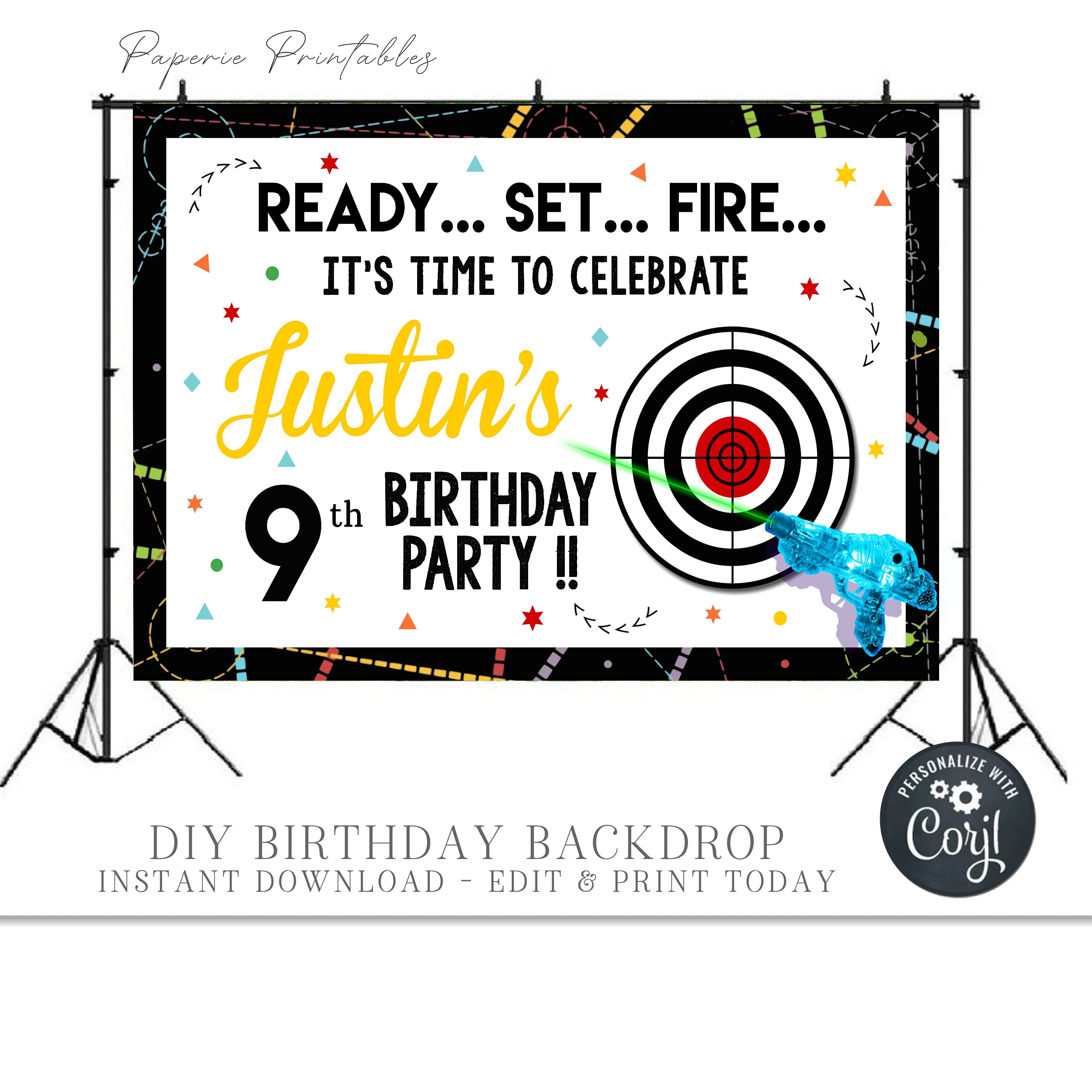 EDITABLE Laser Tag Birthday Backdrop Laser Tag Birthday - Etsy