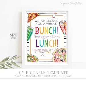 EDITABLE Lunch Appreciation Sign, Lunch Teacher Appreciation Sign ...