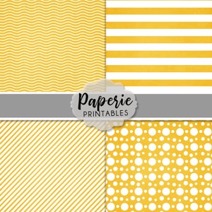 Yellow & White Pattern Digital Paper - 8.5x11 Digital Scrapbooking ...