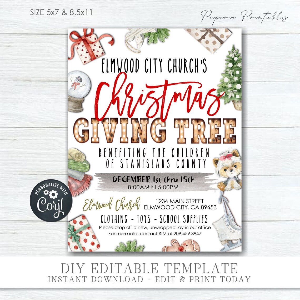EDITABLE Christmas Giving Tree Flyer Toy Drive Fundraiser - Etsy