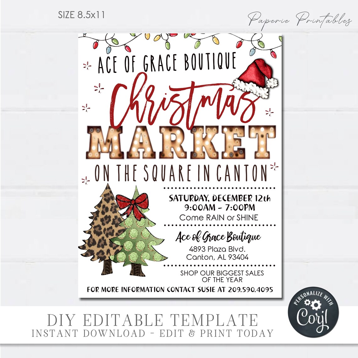 EDITABLE Christmas Market Flyer, Christmas Market Shopping Flyer ...