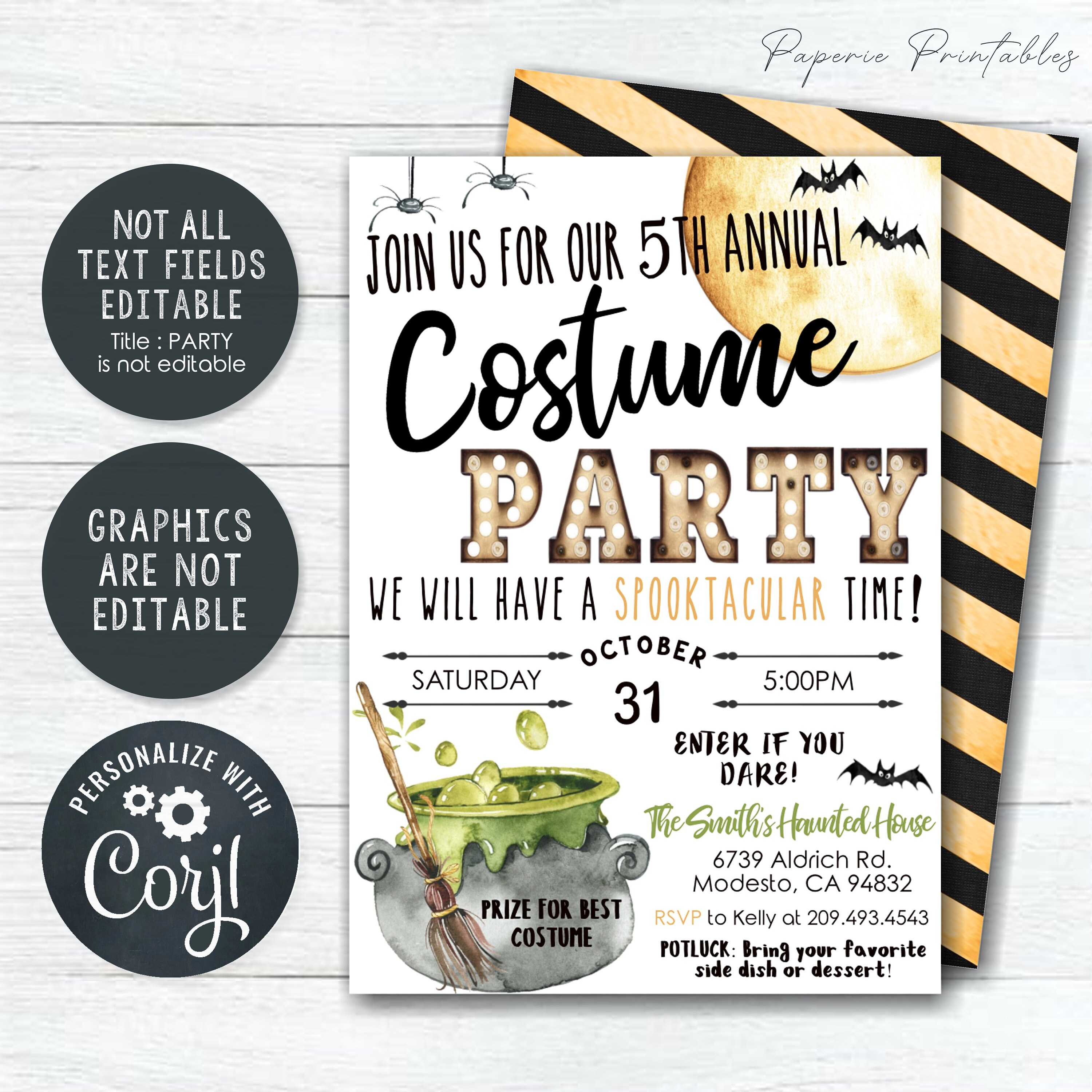 EDITABLE Halloween Costume Party Invitation Costume Party - Etsy