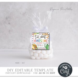 EDITABLE Taco About Secretary Appreciation Gift Tag, Secretary ...