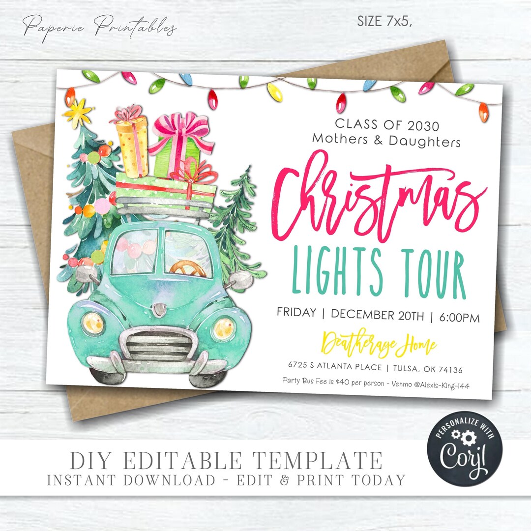 EDITABLE Christmas Lights Tour Template, Christmas Lights Tour ...