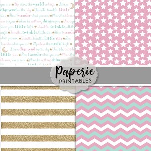 Twinkle Twinkle Little Star Pattern Digital Paper - 12x12 Digital ...