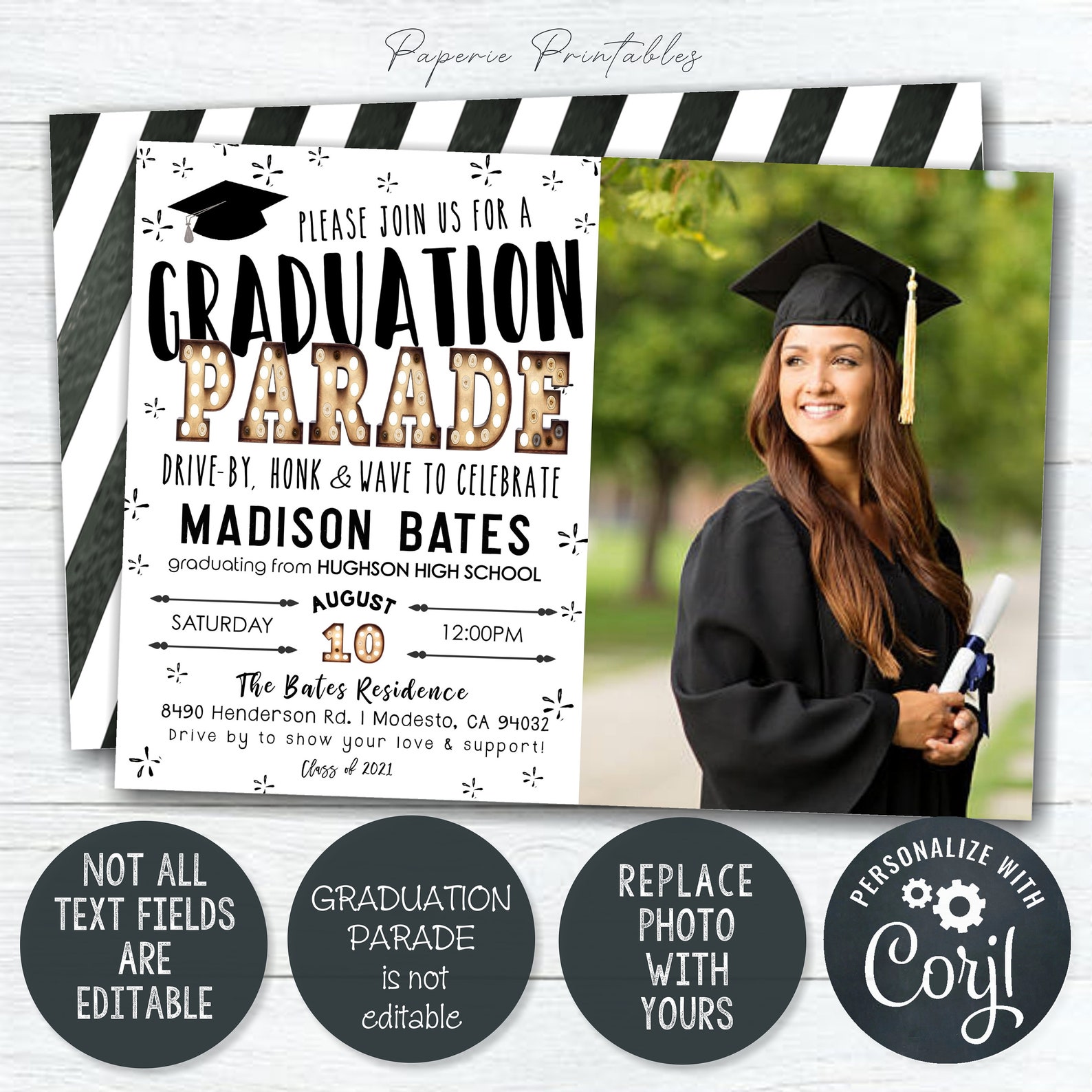 EDITABLE Graduation Parade Invitation Drive by Graduation - Etsy