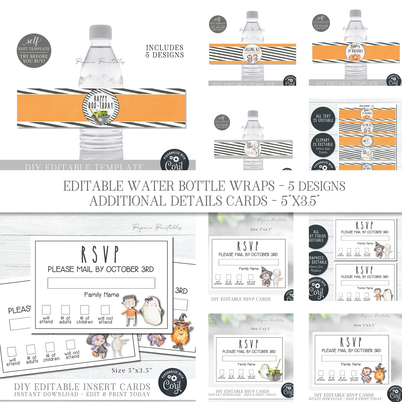 EDITABLE Halloween Birthday Party Bundle Halloween Party - Etsy