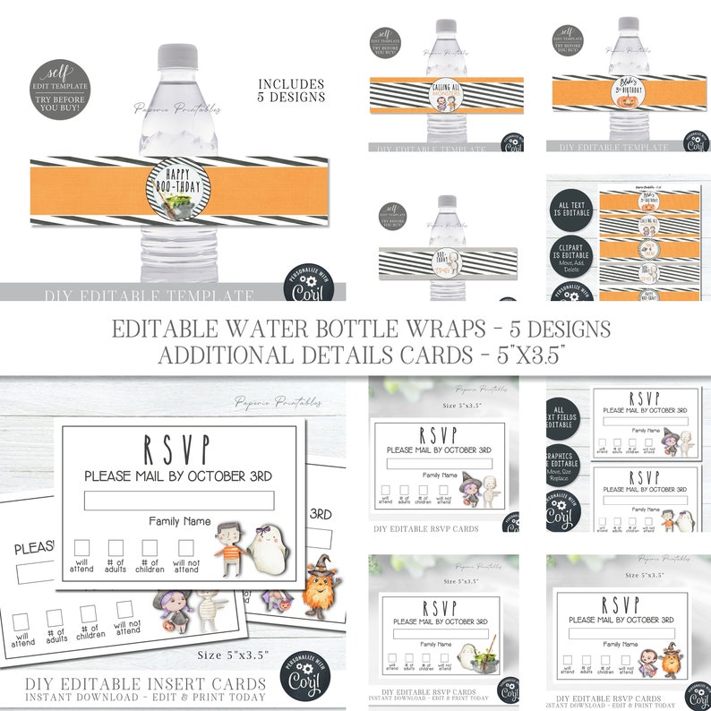 EDITABLE Halloween Birthday Party Bundle Halloween Party - Etsy