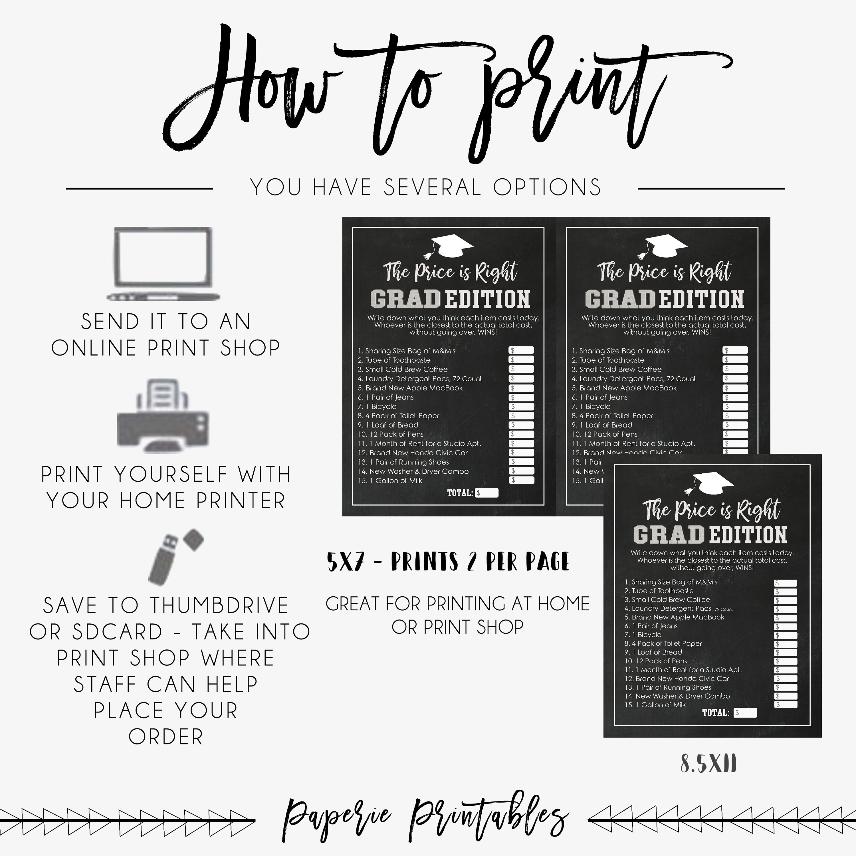 Editable Graduation Party Games Price is Right Graduation | Etsy