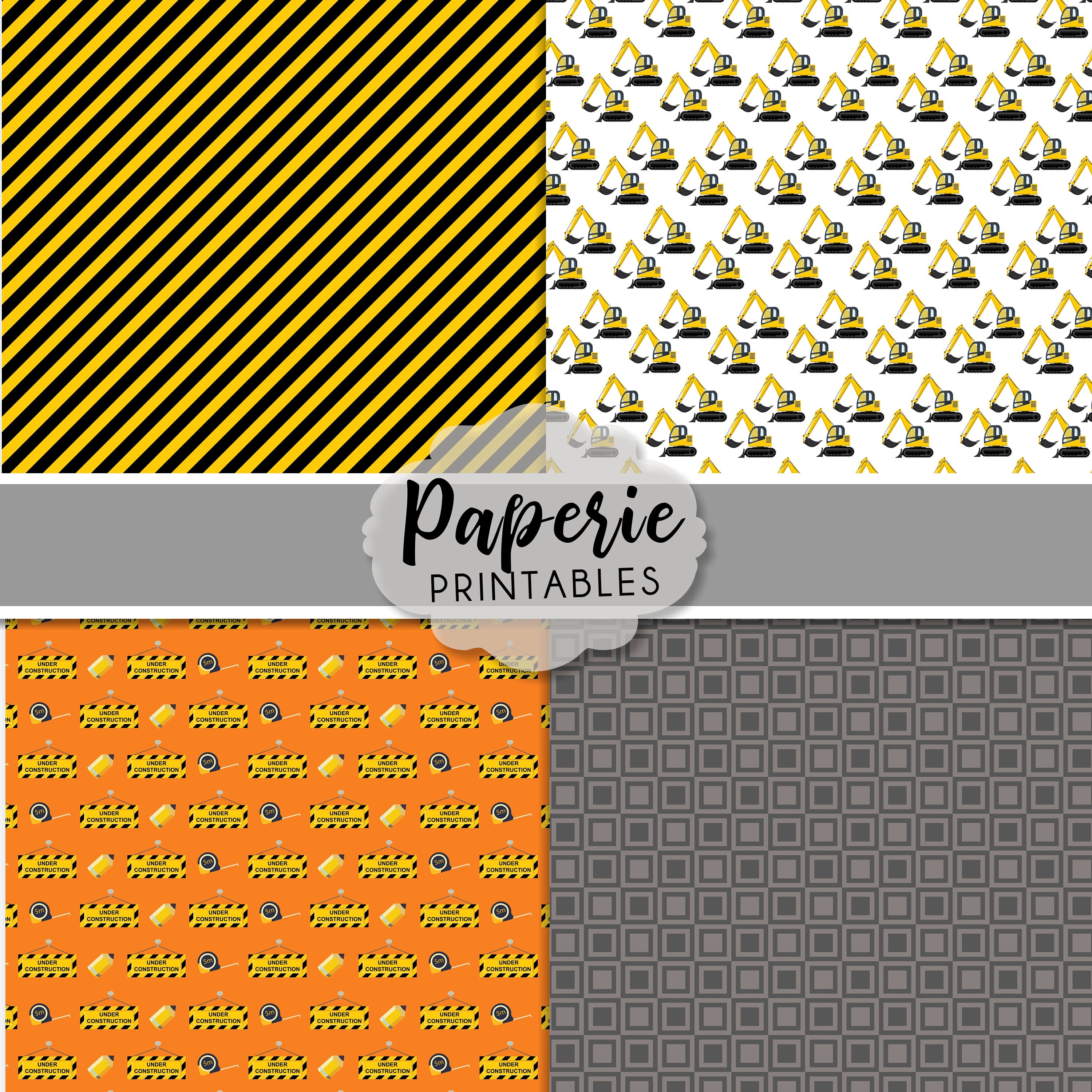 Construction Digital Paper 12x12 Digital Scrapbooking Paper | Etsy España