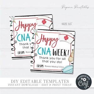 EDITABLE CNA Appreciation Gift Tag, Happy CNA Appreciation Week, Cna Appreciation Tag, Cna Thank ...