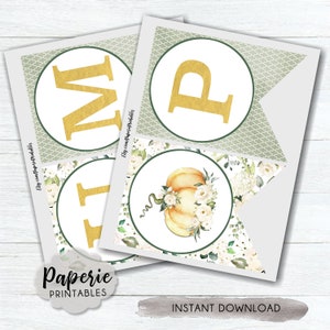 EDITABLE Little Pumpkin Baby Shower Banner, Little Pumpkin Pennant ...