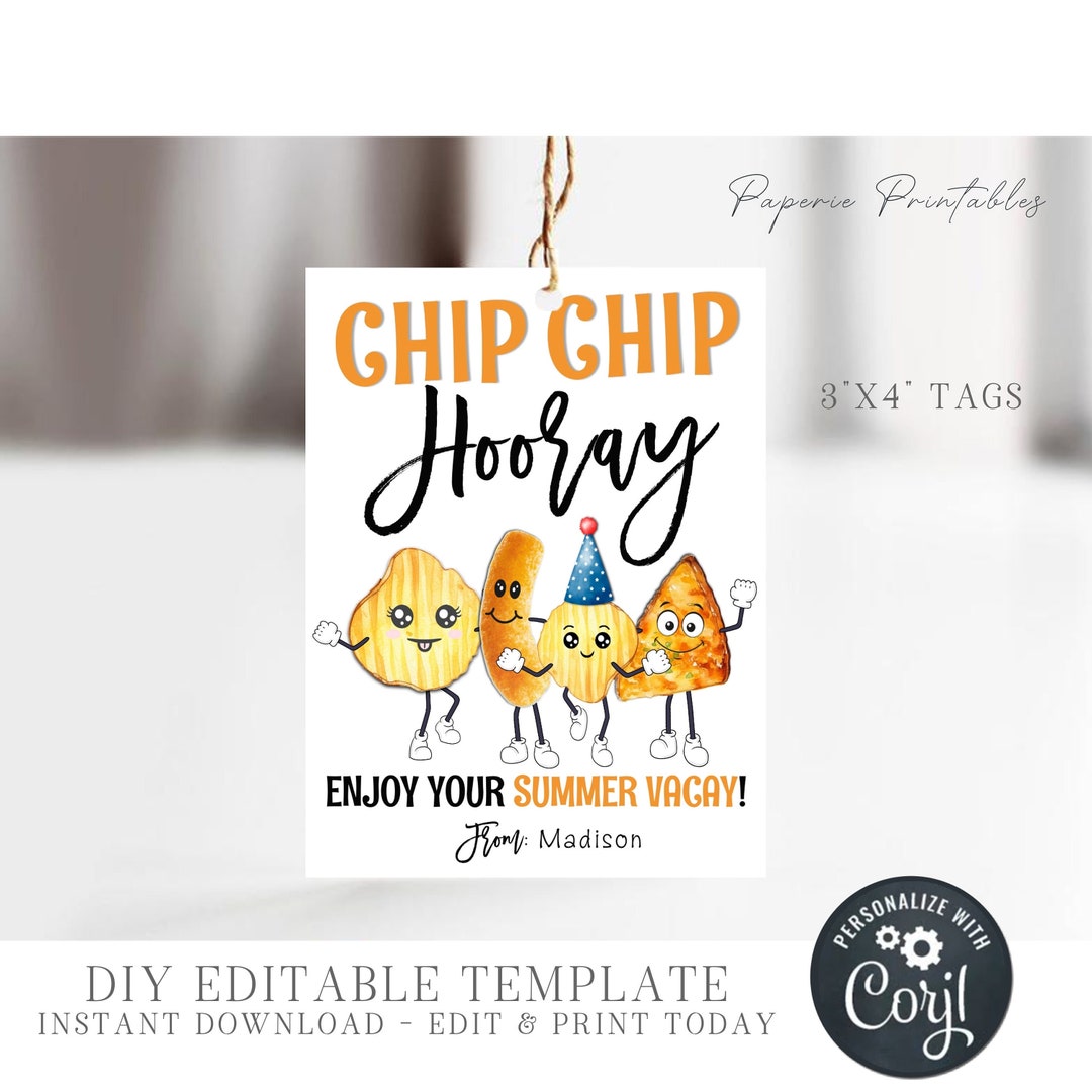 EDITABLE Thank You Teacher Gift Tag, End of School Chips Gift Tag, Chip ...