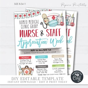 EDITABLE Nurse Appreciation Week Flyer, Nurse and Staff Appreciation ...