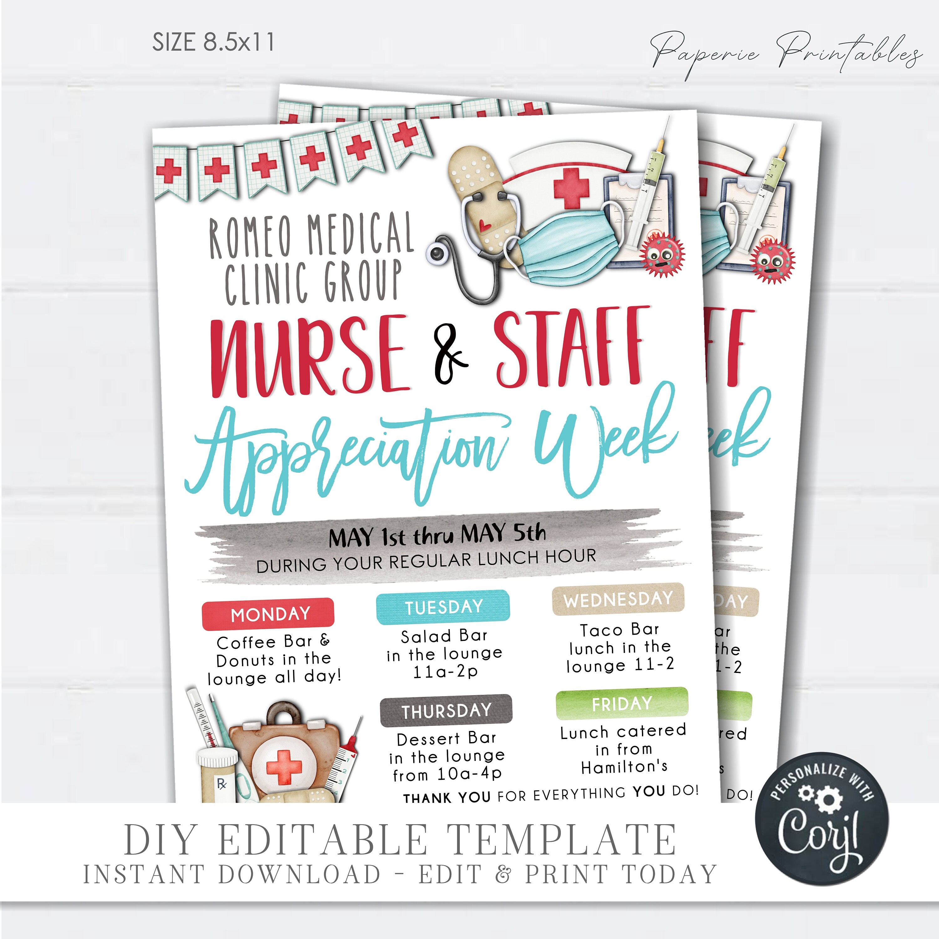 EDITABLE Nurse Appreciation Week Flyer Nurse and Staff - Etsy