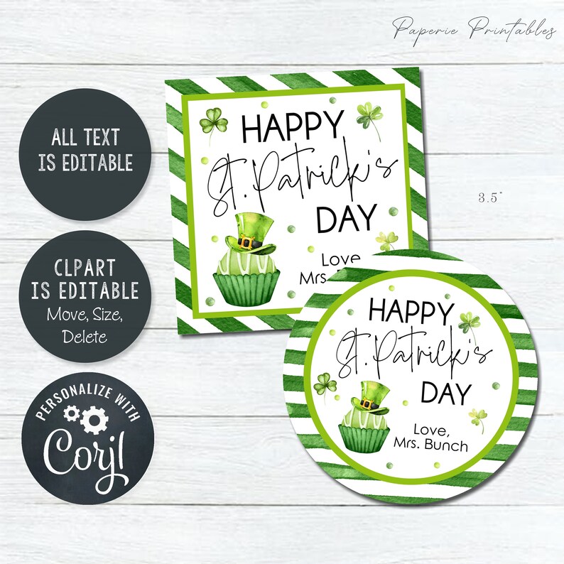 Editable St.patrick's Day Gift Tag St.patrick's Day - Etsy