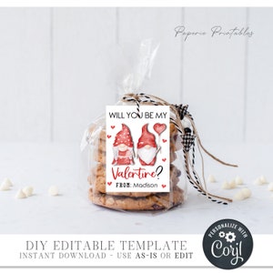 EDITABLE Gnome Valentine Cards, Kid Valentine Cards, School Valentine ...