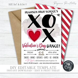 EDITABLE Valentine's Day School Dance Flyer, Valentine's Day Dance ...