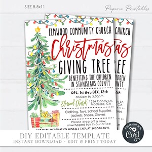 Editable Christmas Giving Tree Flyer: Church Fundraiser (8.5x11) (DIY W ...