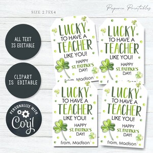 Editable St. Patrick's Day Teacher Gift Tag, Happy St. Patrick's Day ...