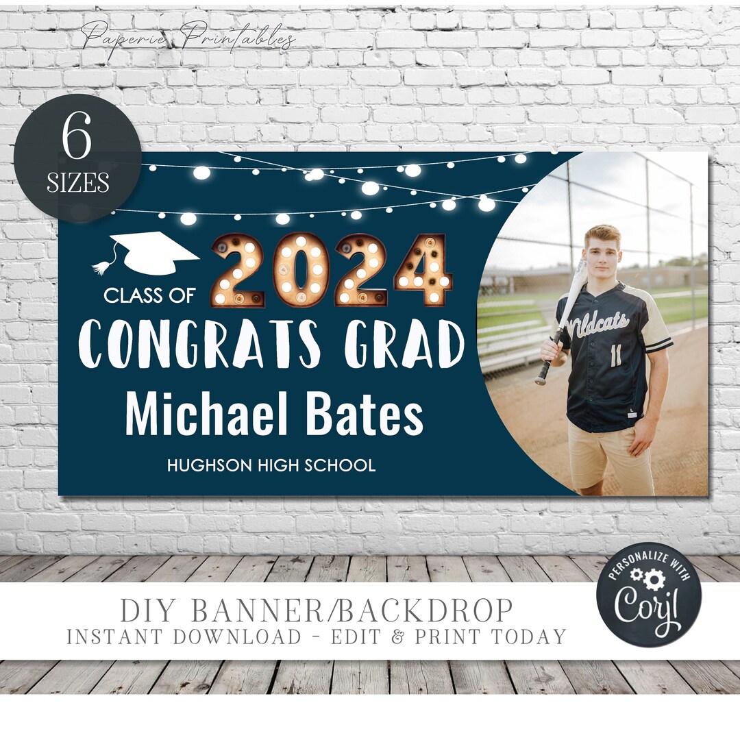 EDITABLE Graduation Backdrop. Graduation Banner, Graduation Yard Sign ...