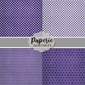 Purple & White Pattern Digital Paper - 12x12 Digital Scrapbooking Paper ...