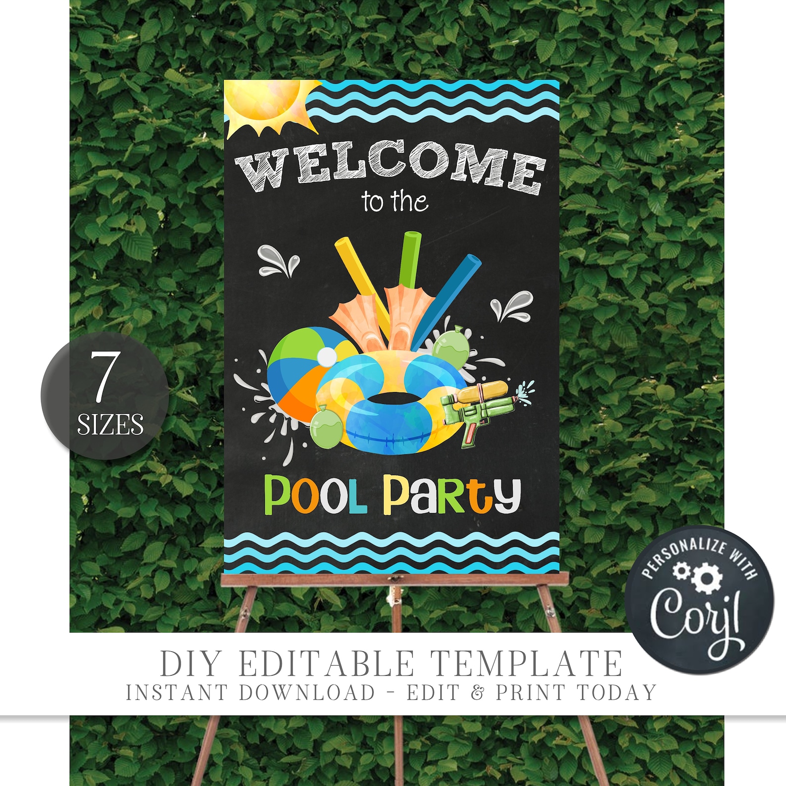 Editable Boy Pool Party Welcome Sign Pool Party Welcome Sign | Etsy