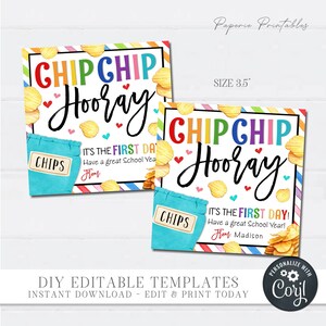 Editable First Day of School Chip Bag Gift Tag (DIY Corjl Template) - Etsy