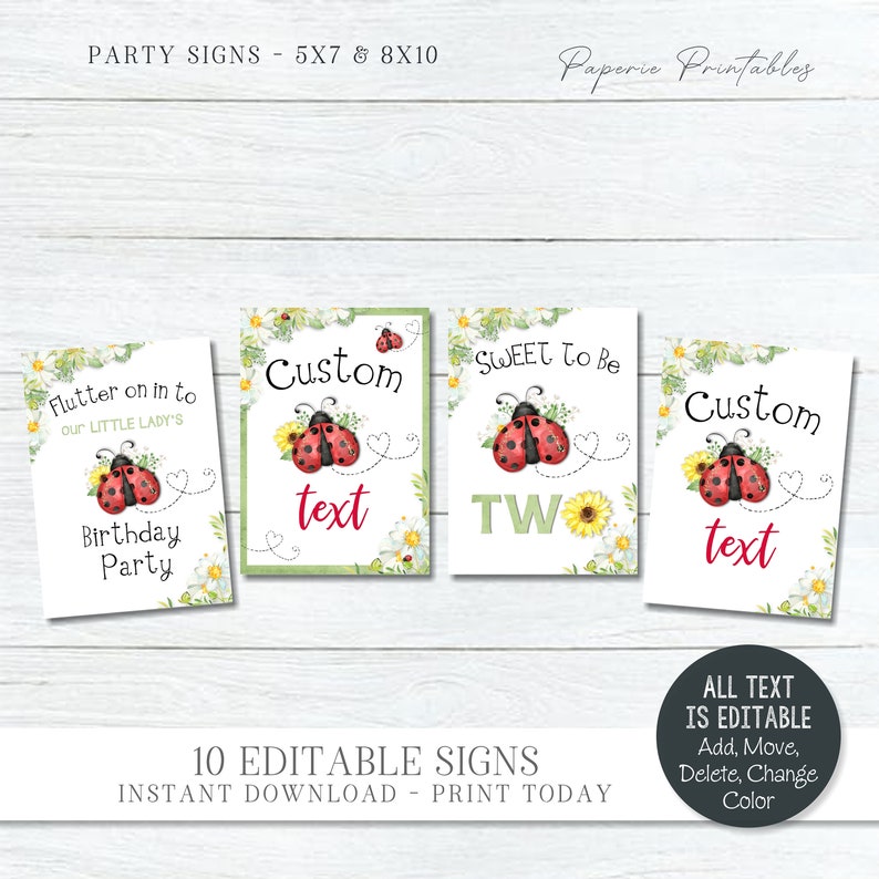 EDITABLE Ladybug Party Decorations Ladybug Party Signs - Etsy