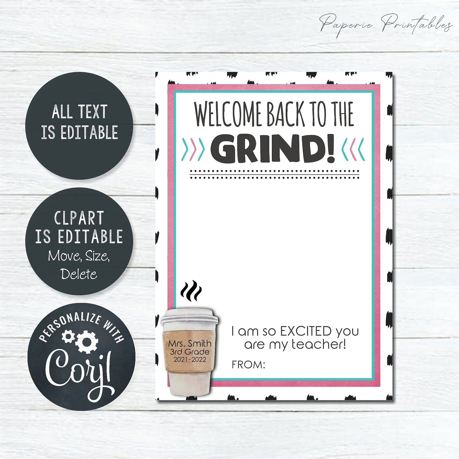 EDITABLE Welcome Back to the GRIND First Day of School | Etsy