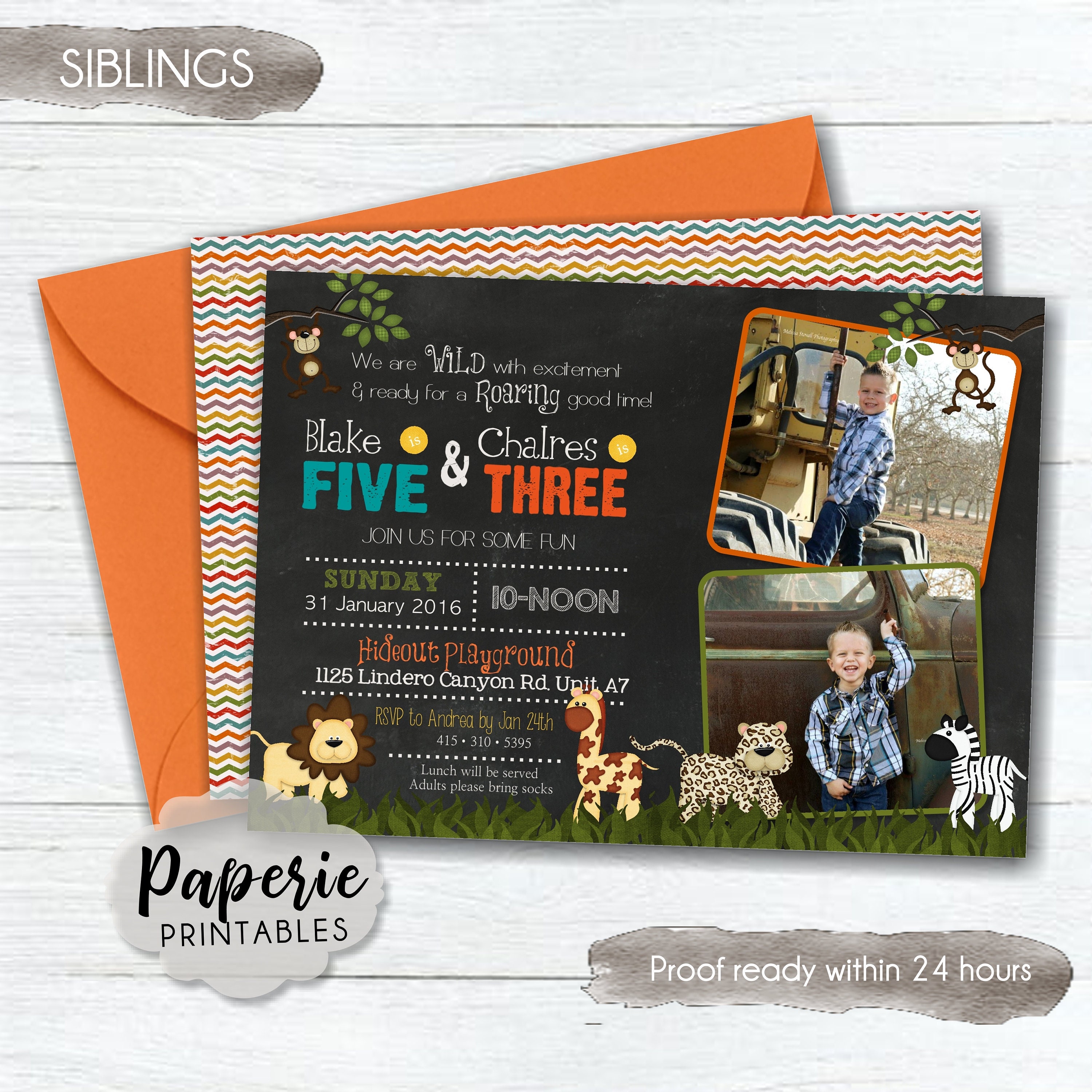 Safari Birthday Party Invitation Zoo Birthday Invitation | Etsy