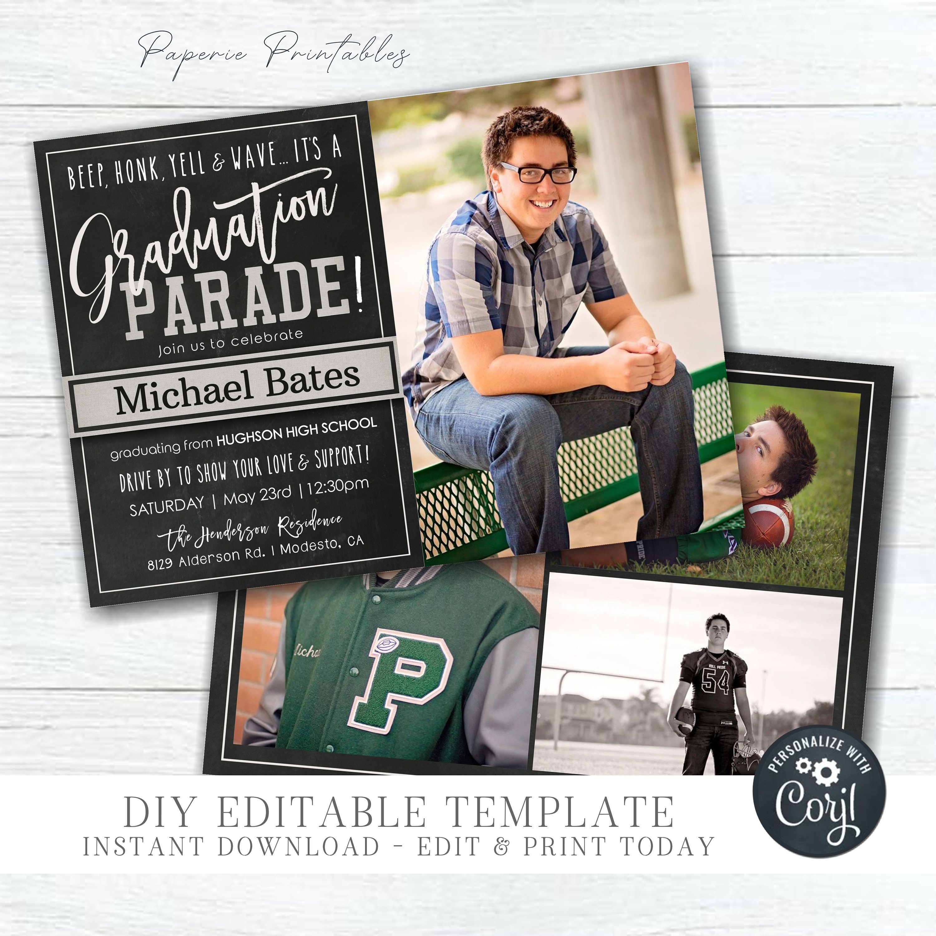 EDITABLE Graduation Parade Invitation Drive by Graduation - Etsy