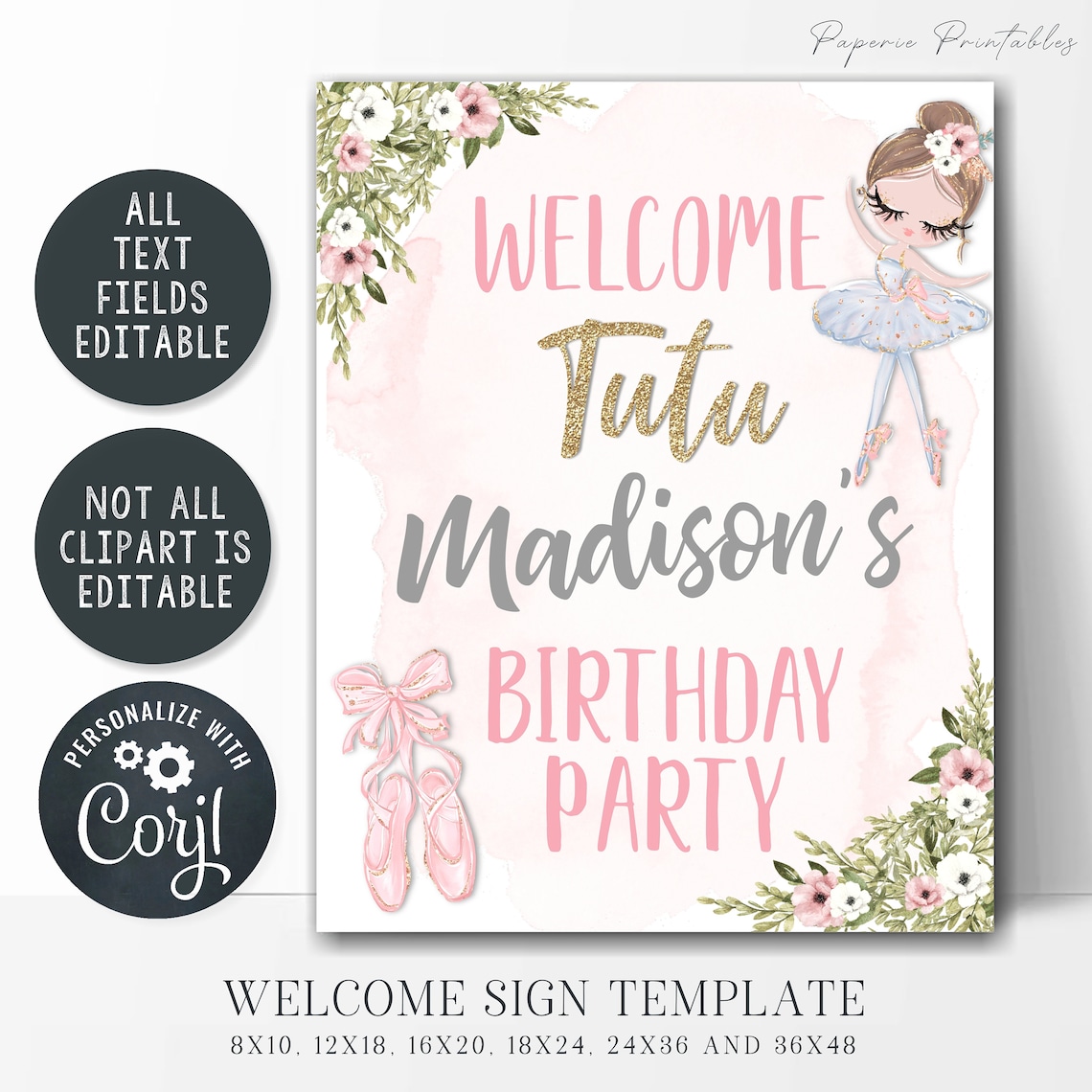 Editable Ballerina Party Welcome Sign Ballerina Birthday | Etsy