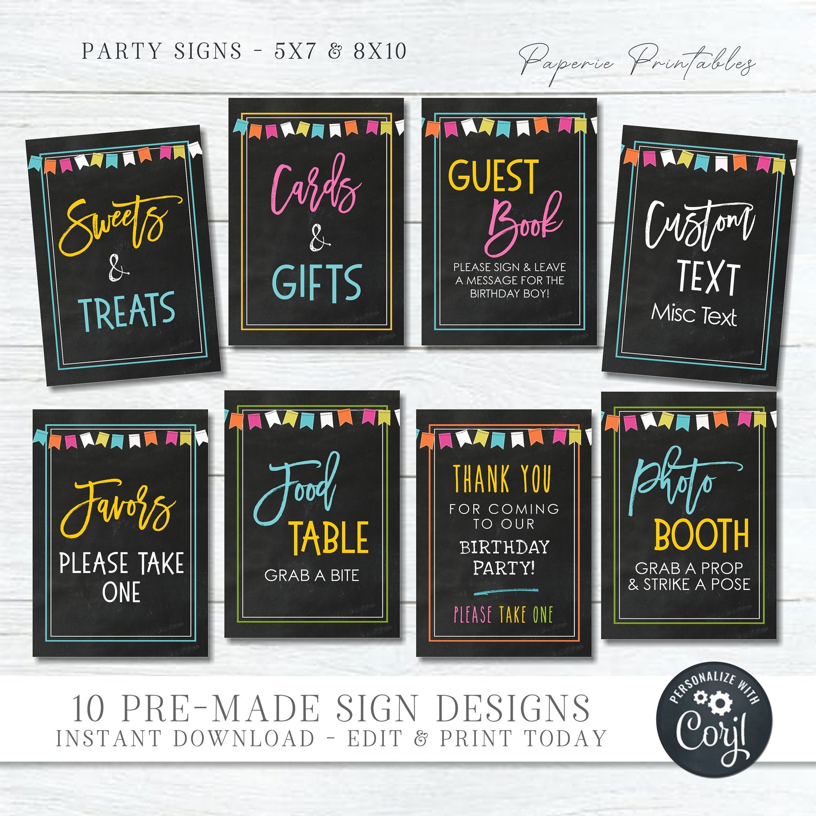 Editable Siblings Birthday Party Signs: DIY Welcome Decor (digital ...