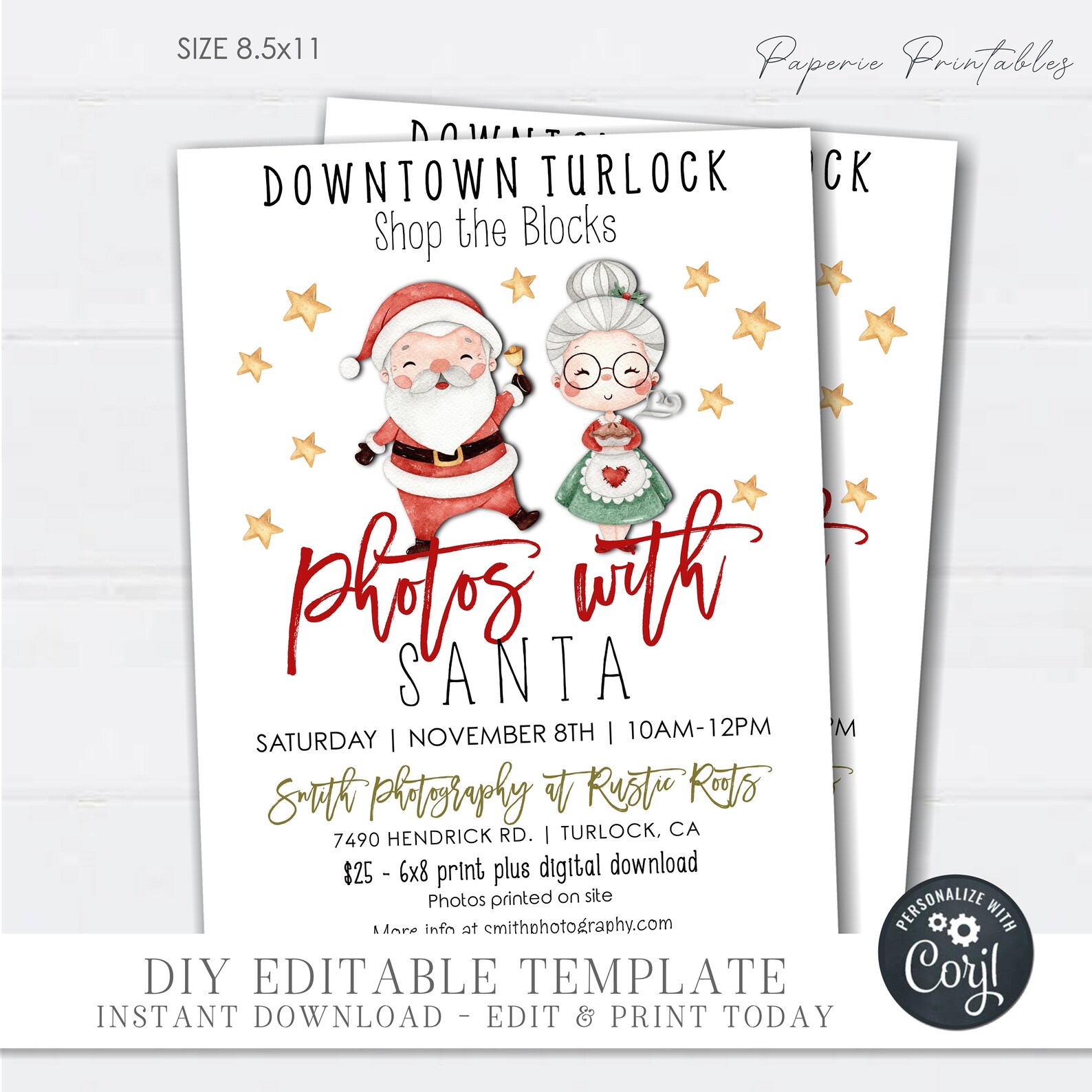 EDITABLE Photos With Santa Invitation Photos With Santa - Etsy