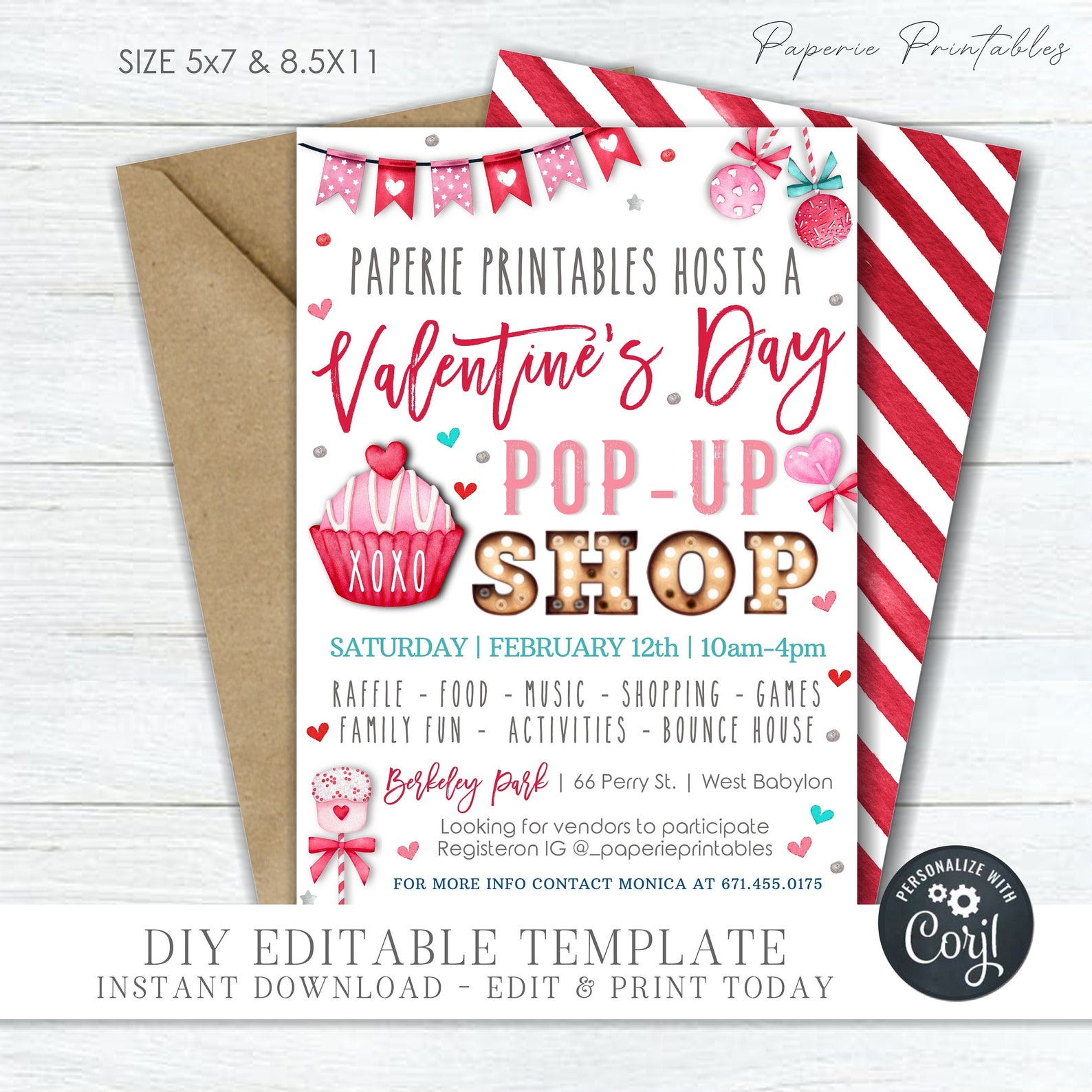 Editable Valentine's Day Pop up Shop Flyer (DIY Corjl) - Etsy