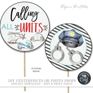 EDITABLE Police Birthday Party Decorations, Police Birthday Decorations ...