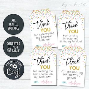 EDITABLE Confetti Birthday Favor Tag, Editable Favor Tag, Girl Birthday ...