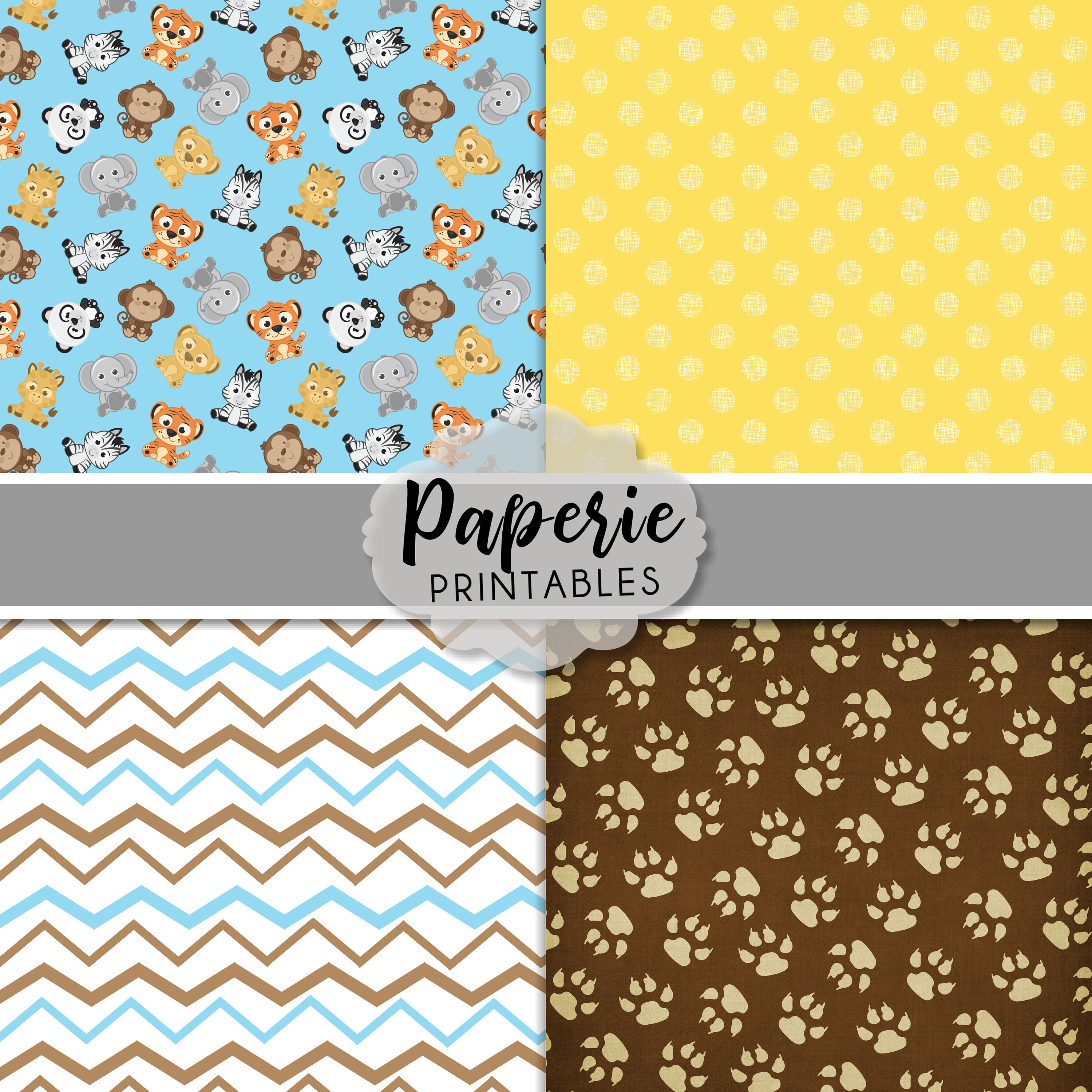 Baby Zoo Animals Digital Paper 8.5x11 Digital | Etsy