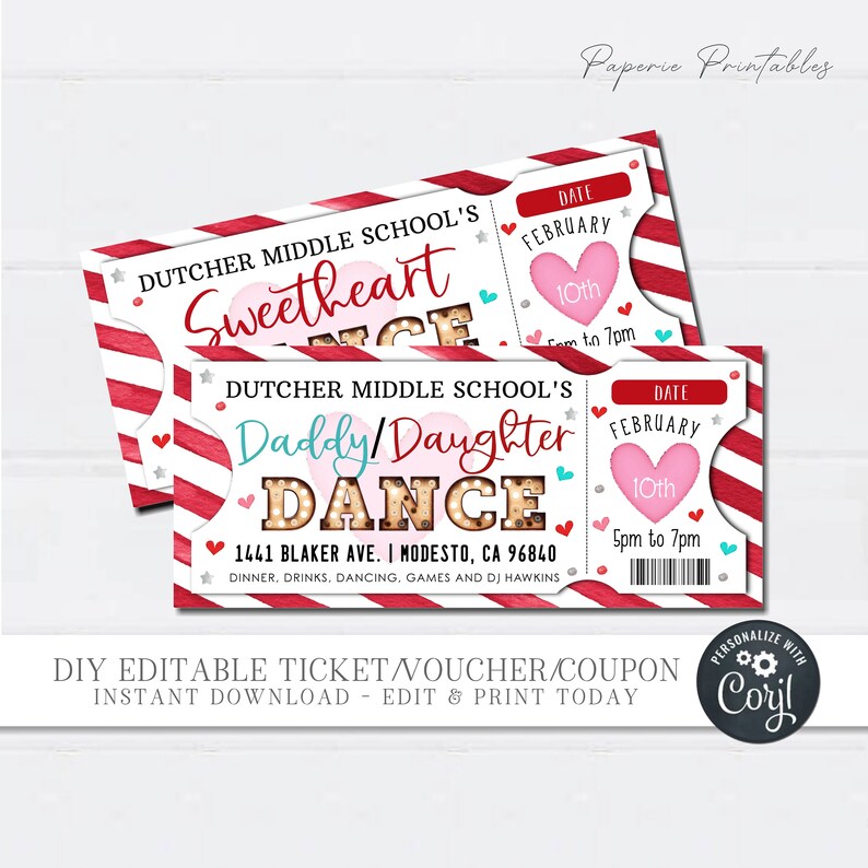 EDITABLE Daddy Daughter Dance Flyer and Ticket Combo - Etsy